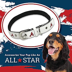 MLB Dog Collar Atlanta Braves New Signature PRO PVC-Leather Premium Pet Collars Extra Tough & Durable! Super Stylish! Size: Medium Adjustable 16-20" Length x 1" Width