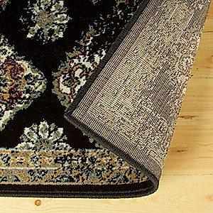 SUPERIOR Large Indoor Area Rug with Jute Backing, Traditional Design Carpet from Egypt for Bedroom, Living Room, Office, Dorm, Kitchen, Entryway, Mayfair Collection 8x10, Black