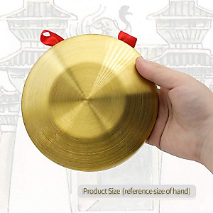 GTHER 15cm 5.9in Chinese Traditional Percussion Instrument Gong with Wooden Hammer Beater Mallet & Hanging String