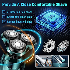 Electric Razor for Men, 2023 Men’s Electric Shavers Rotary LED Display/Waterproof/Rechargeable, Electric Shaver for Men Cordless Floating Head Replaceable Blades Portable Travel Razor Idea Gift