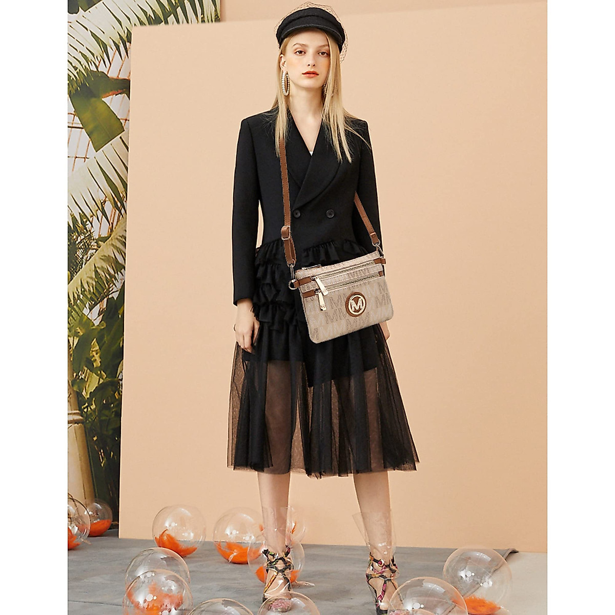 MKF 2 in 1 Crossbody Bags for Women, Wristlet Purse - Ladys Small PU Leather Messenger Handbag - Adjustable Strap Red