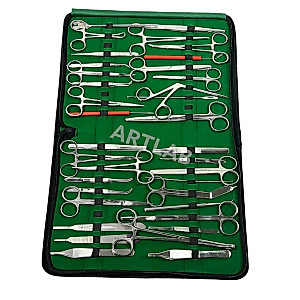 Premium ARTLAB 157 Pieces Instruments Kit Veterinary Scissors Forceps Needle Holders Scalpel Handle, Stainless Steel Instruments kit with Carrying case