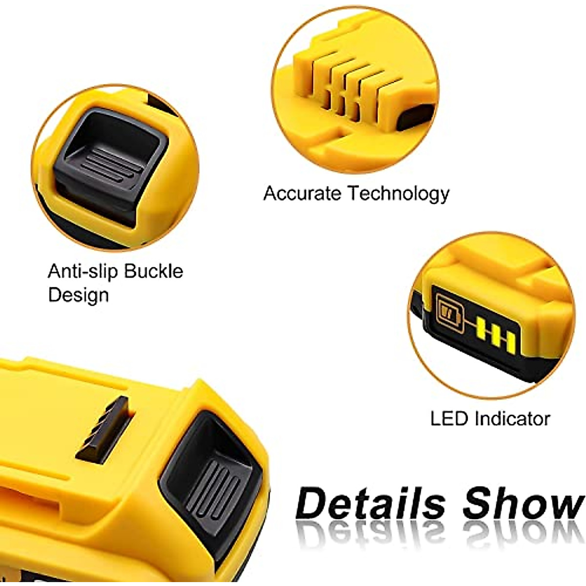 Zuliati Upgraded Compact DCB203 3.0Ah Lithium Battery Replacement for Dewalt 20V Battery DCB206 DCB207 DCB204 DCB201 Compatible with Dewalt 20V MAX Battery DCD/DCF/DCG/DCS Series Power Tools