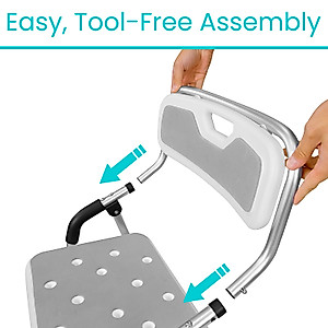 Vive Shower Chair For Elderly And Disabled - Folding Seat With Arms And Back - Foldable Bathroom Chairs For Sitting, Inside Shower - Portable For Travel - Fold Down, Collapsible, Compact & Comfortable