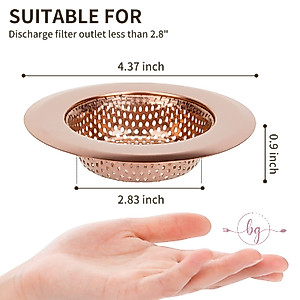 BLAGAIN 2PCS Kitchen Sink Strainer, Stainless Steel Sink Drain Strainer, Food Catcher for Most Sink Drains Basket, 4.5 Inch Diameter, Rose Gold