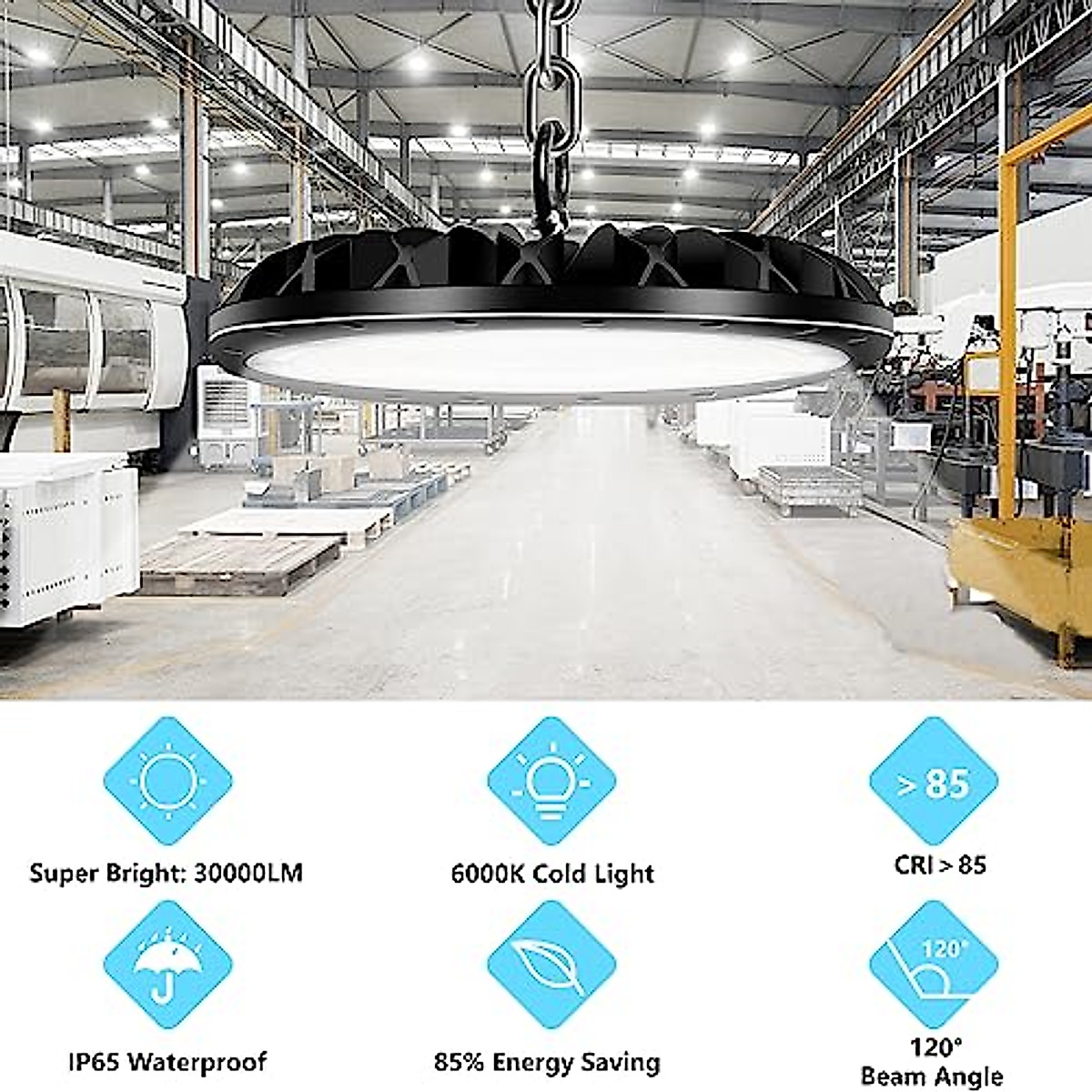 20 Pack 200W UFO LED High Bay Light, 20000LM Non-Dim High Bay LED Shop Light, 6000K Commercial Lights, IP65 Waterproof Industrial Bay Lighting for Shop/Garage/Warehouse/Workshop/Factory/Barn
