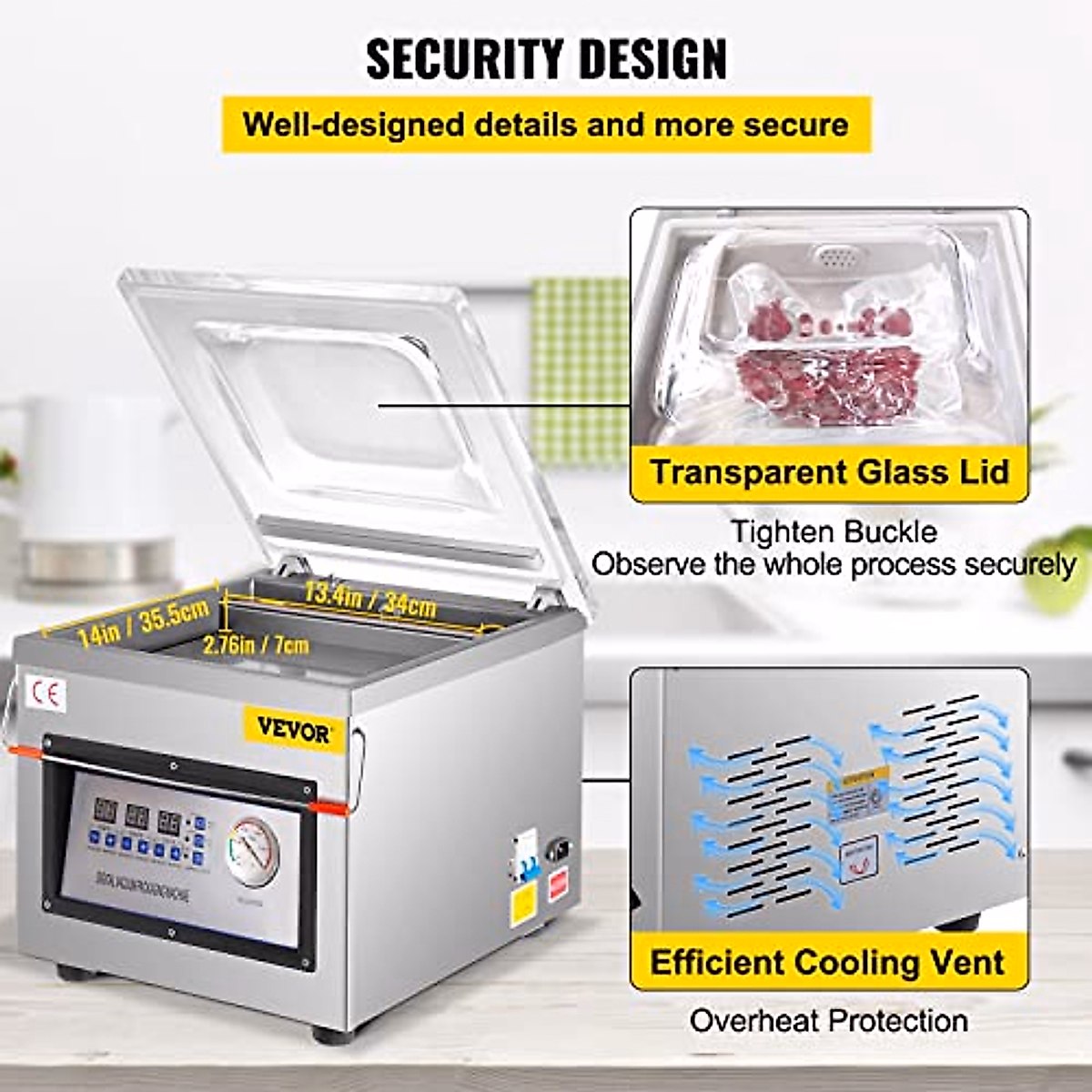 VEVOR Chamber Vacuum Sealer DZ-260C Kitchen Food Chamber Vacuum Sealer, 110V Packaging Machine Sealer for Food Saver, Home, Commercial Using