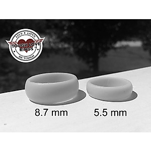 Tough Love Rings - Striped Black/Blue - Thick Band - Size 11