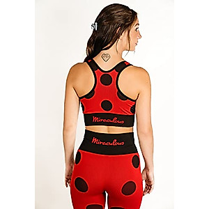 Miraculous Womens Sports Bra and Biker Shorts 2 Piece Set Red/Black (Sports Bra Short Set) X-Large