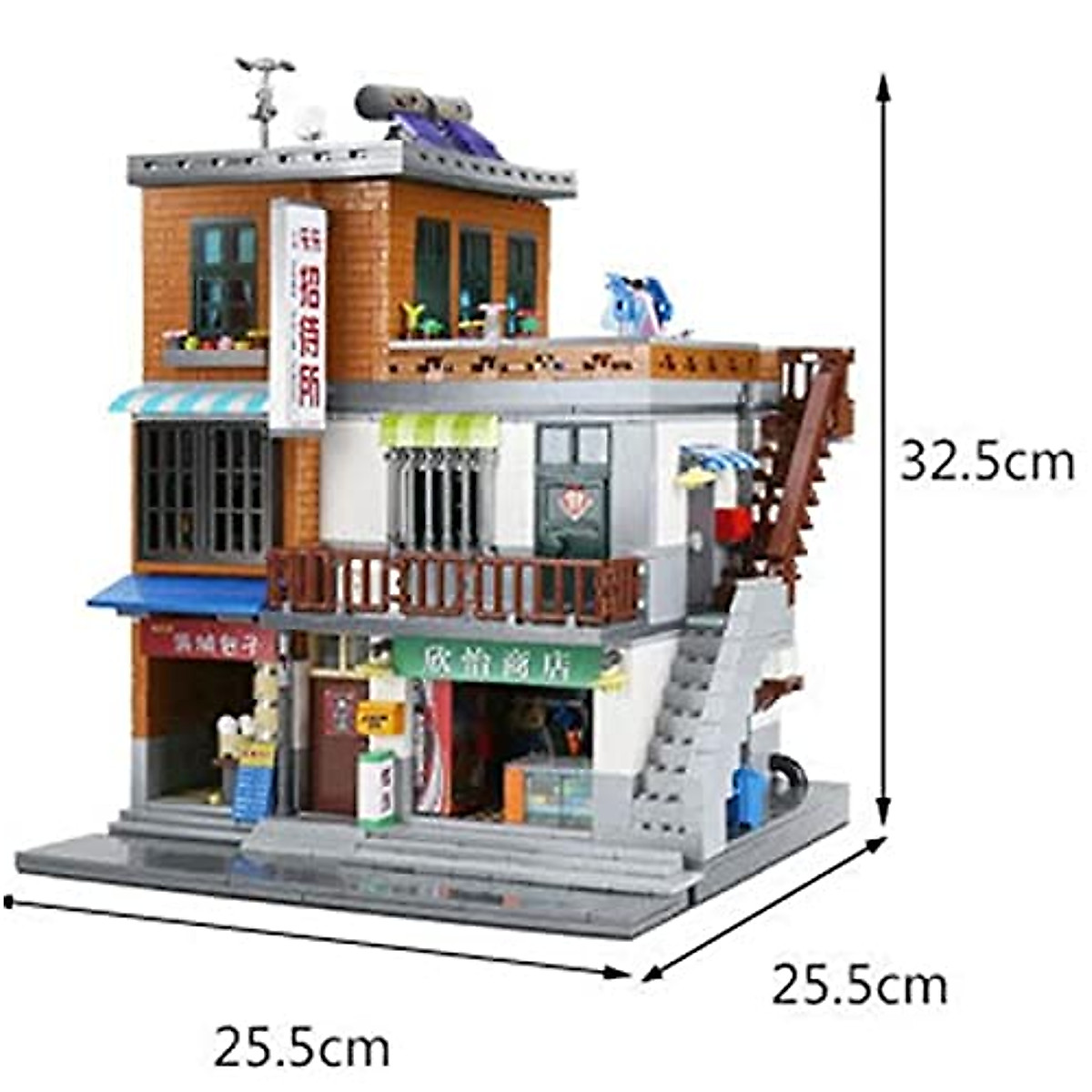 General Jim's Urban Village City Series Street View 3 Story 2706 Modular Building Block Bricks Architectural Building Model or MOC Block Playset with Accessories Shown for Teens and Adults