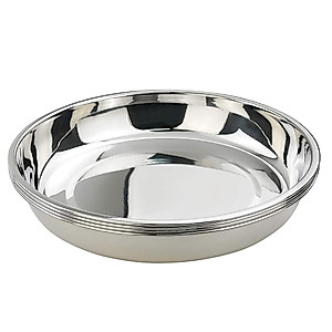 Kekow Stainless Steel Dinner Plate, Large Round Plates, 10-INCH, 4-Pack