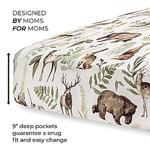 Pobibaby - 2 Pack Premium Fitted Baby Boy Crib Sheets for Standard Crib Mattress - Ultra-Soft Cotton Blend, Safe and Snug, and Stylish Woodland Crib Sheet (Wildlife)