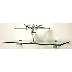 Spancraft Raven Glass Shelf 10" X 18" in Brushed Steel