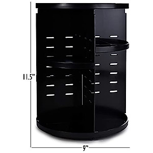 360 Rotating Makeup Organizer - Adjustable Shelf Height and Fully Rotatable. The Perfect Cosmetic Organizer for Bedroom Dresser or Vanity Countertop. (Black)