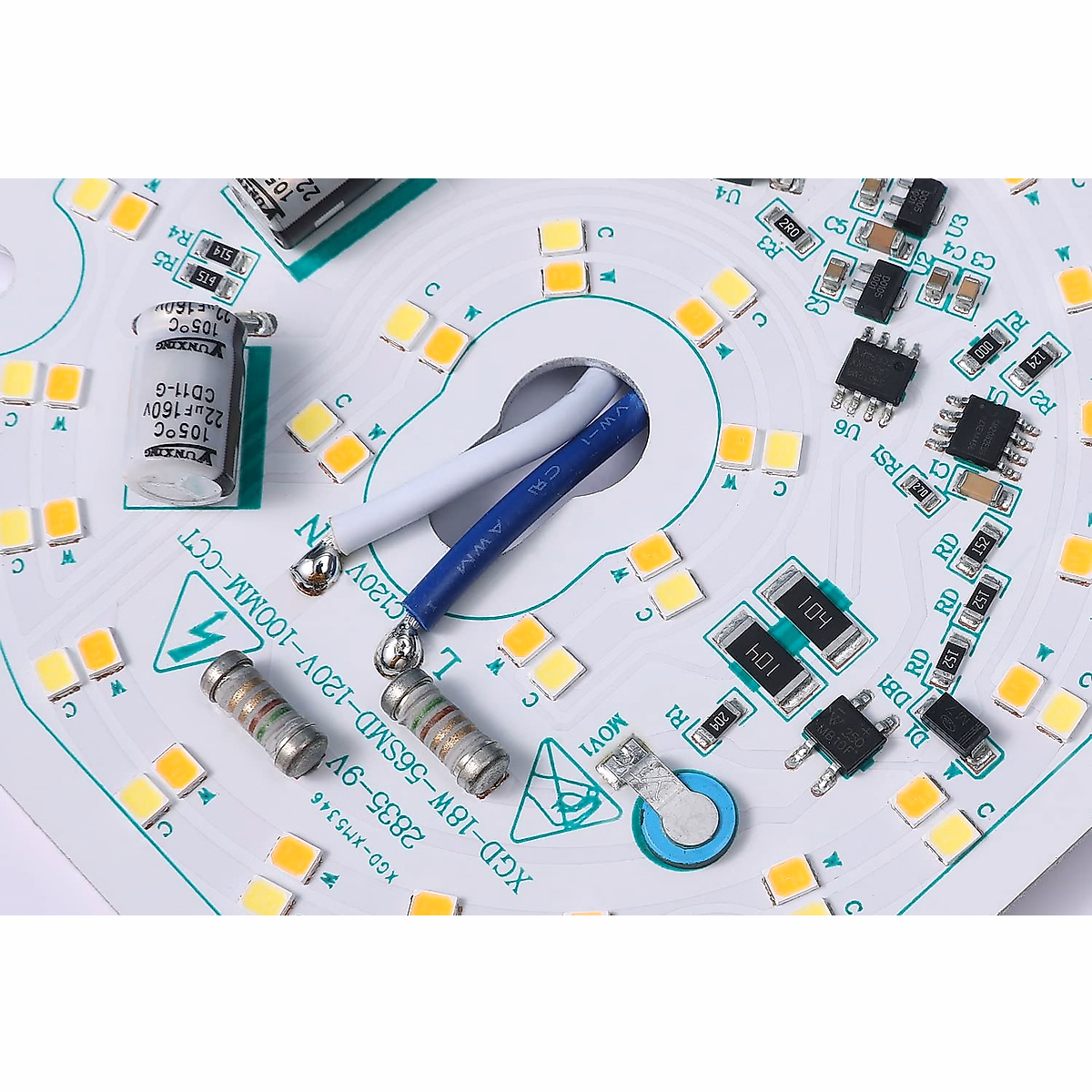 Ledytech 3.93'' LED Retrofit Light Kit for Ceiling Flush Light Ceiling Fan Light Replacement Panel PCB 18W Color Temperature Adjustable 3000K 4500K 6000K 2200LM 120V CRI90 Dimmable