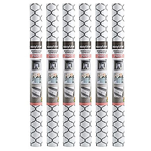 Duck EasyLiner Adhesive Laminate Prints Shelf Liner, Gray Quatrefoil, 20 in. x 15 ft, 6 Rolls