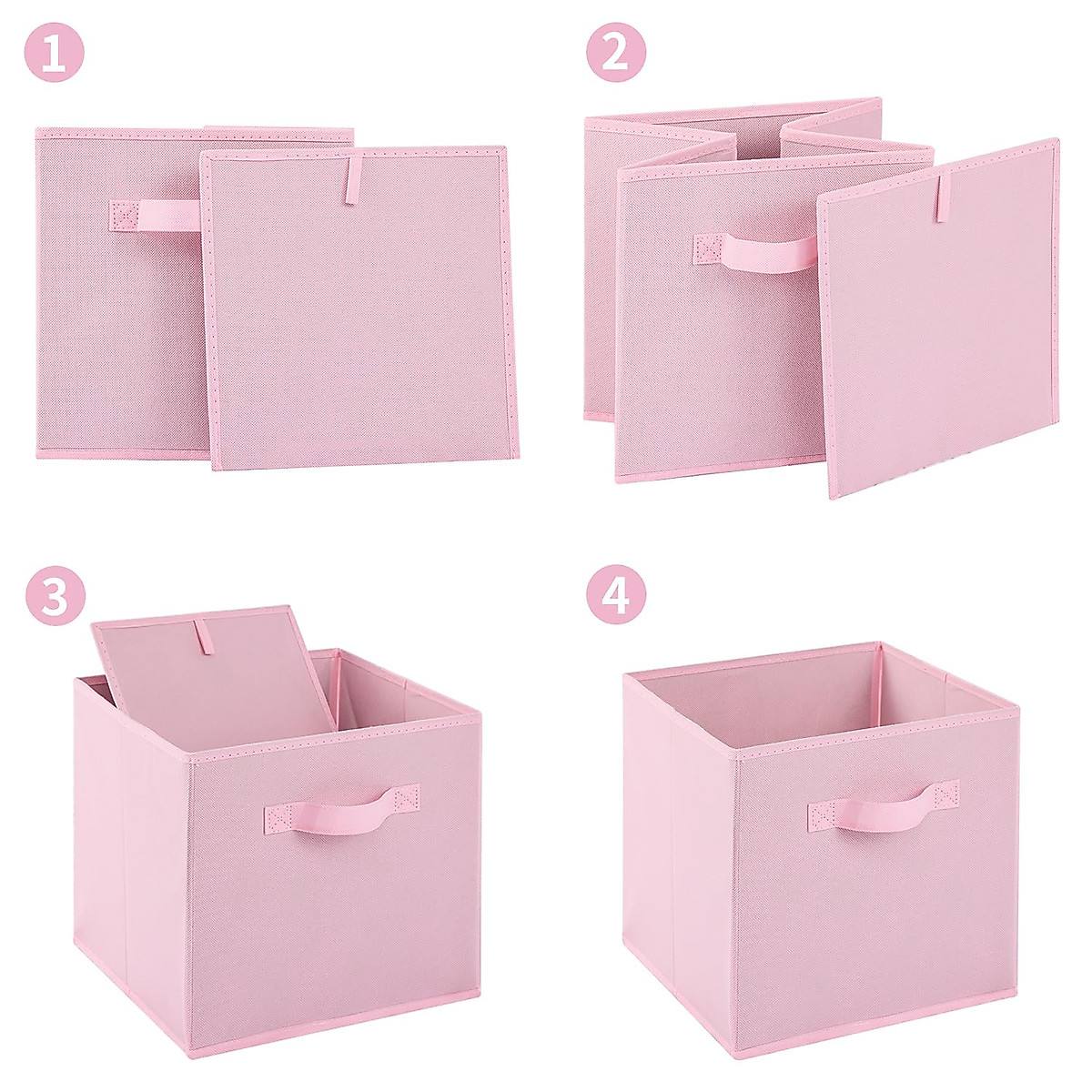 LFZLHPP Storage Bins, 11 Inch Storage Cubes (6 Pack) with Handles Foldable Cube Baskets for Home, Kids Room, Closet and Toys Organization, Pink, Purple, Blue