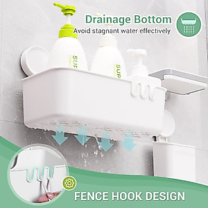 LUXEAR Suction Cup Shower Caddy - 3 Pack NO-Drilling Suction Shower Organizer - 1S Installation Removable Powerful Waterproof Suction Shower Baskets for Shower Bathroom Kitchen