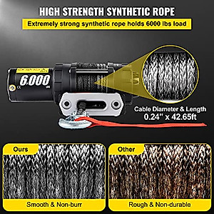 VEVOR Electric Winch 6000lb Load Capacity Truck Winch Synthetic Rope with Wireless Remote Control, Powerful Motor for ATV UTV Off Road Trailer
