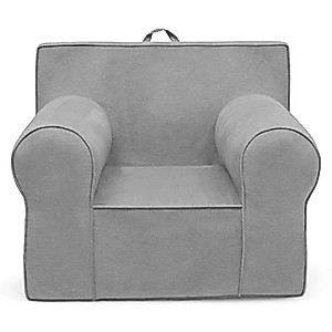 Delta Children XL Cozee Foam Chair - Perfect Size for Kids Ages 18 Months - 12 Years+, Light Grey