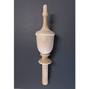 Petite Wood Finial 4 1/2 High x 1 1/2 Inch Wide. Choice: Oak Cherry Maple Walnut Mahogany (Cherry)