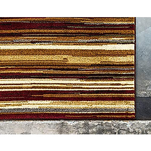 Unique Loom Barista Collection Modern, Abstract, Stripes, Urban, Rustic, Warm Colors Area Rug, 2' 2 x 6' 0 Runner, Multi/Beige
