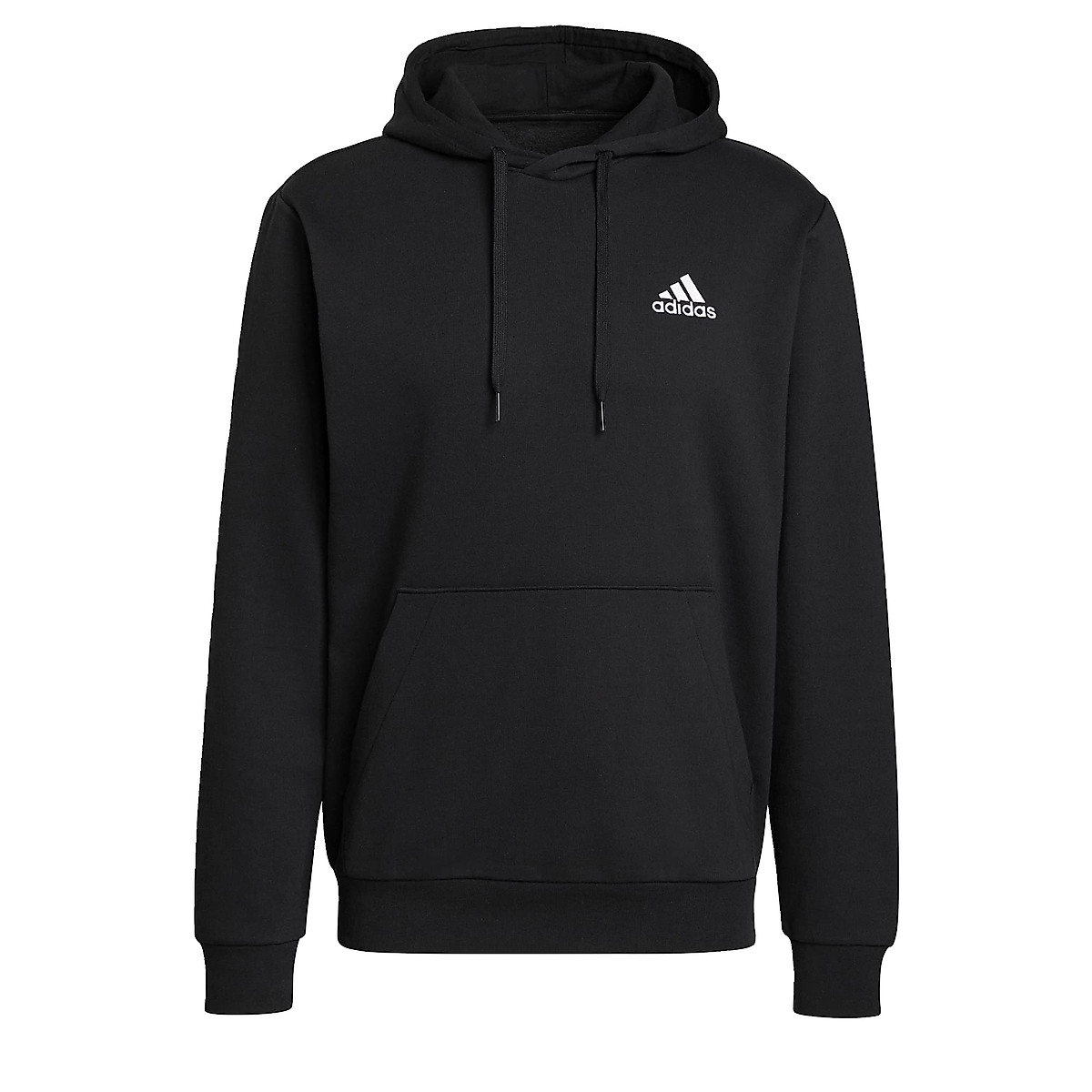 adidas Men's Essentials Fleece Hoodie, Black/White, Medium