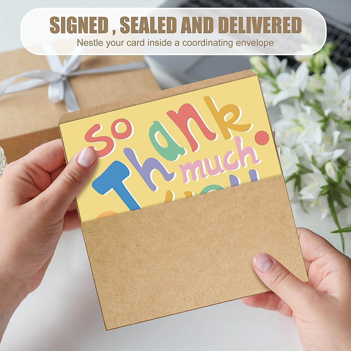 WEIZHEN Blank Cards,24-Pack Thank You Cards Set - Assorted in 6 Styles with Rustic Envelope- Perfect for Handwritten Messages,4x6 inch