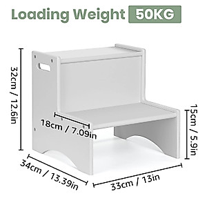 COSYLAND Toddler Two Step Stool, Kitchen Stool Bathroom Potty Stool, Children's Stool Nursery Helper Standing Tower Stepping Stool (White)