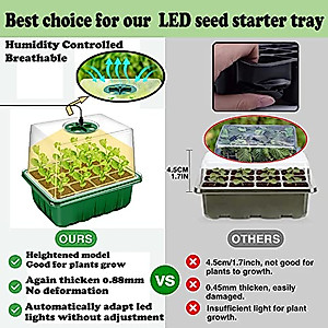 Plus Seed Starter Tray with Grow Light,5 Pack Seed Starter Kit,Increase Germination Rate&Adjustable Humidity&Reusable Seed Starter with Grow Light,Total 60-Cell Seed Starter Tray-Include Planting Kit