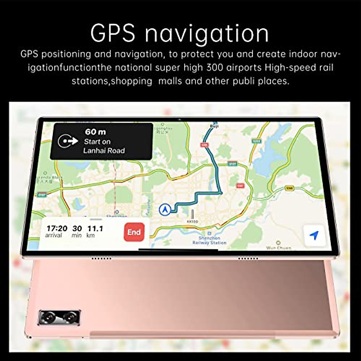 10 inch Tablet, Quad Core Processor 128GB Storage Call Tablet, IPS HD Touch Screen WiFi 11 Portable Tablet, Battery Life Gold