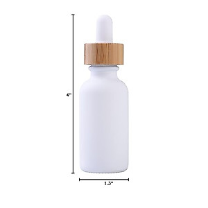 Focus Nutrition 24 Pack White Coated Boston Round Essential Oils Aromatherapy Glass Bottles Jar with Bamboo Dropper Cap, 1oz