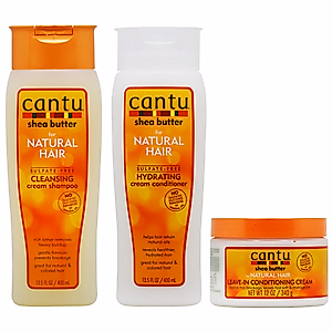 Cantu Shea Butter Cleansing Shampoo + Hydrating Conditioner + Leave-in Conditioning Cream 12oz"Set"