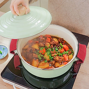 4 Pieces Silicone Hot Tool Holder Heat Resistant Potholder Cookware Handle Non Slip Rubber Pot Holders Handles Grip Covers for Cast Iron Skillet Silicone Cooking Kitchen Suits