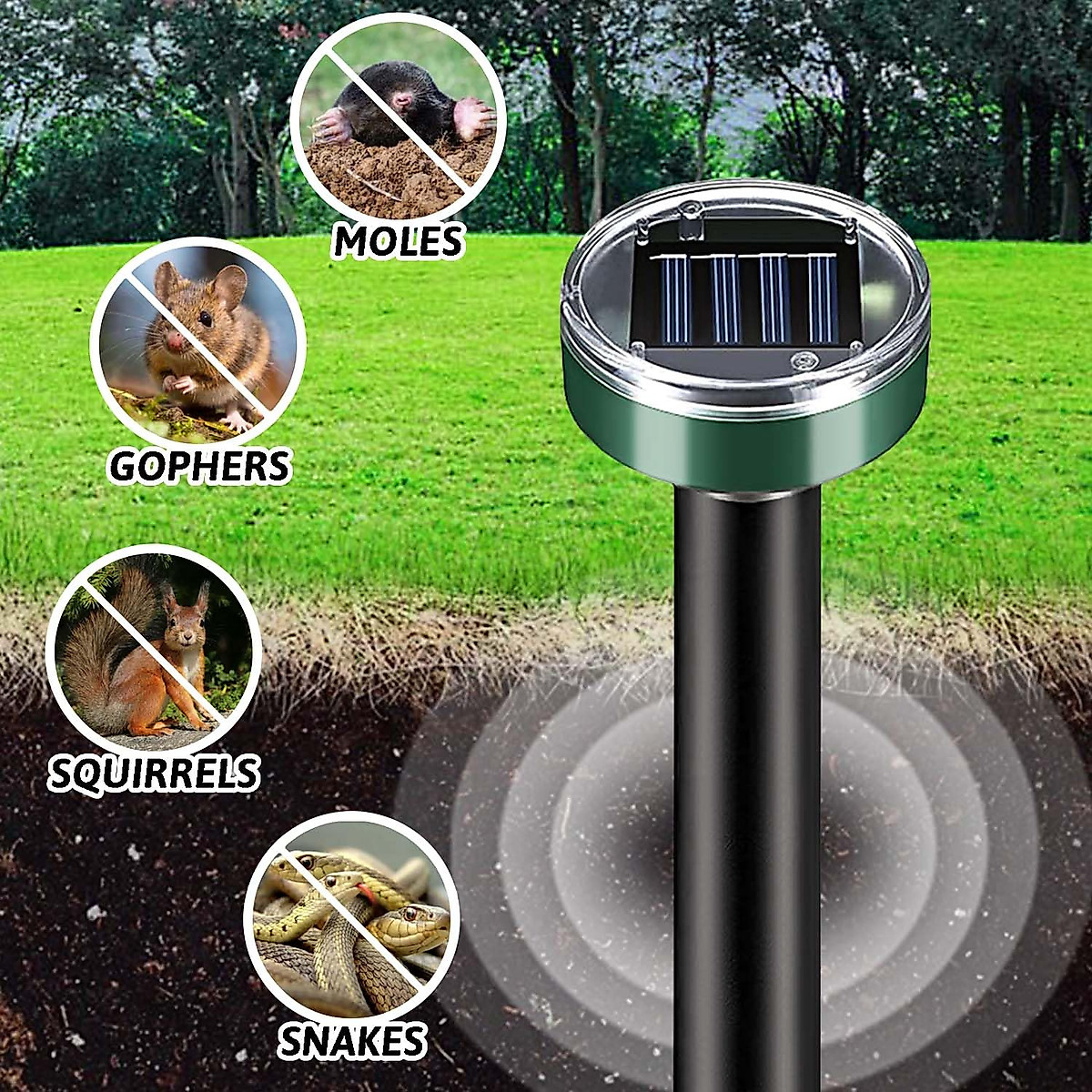 10 Packs Solar Powered Mole Repellent, Sonic Mouse Deterrent Pest, Rodents, Sankes, Squirrels Out of Garden, Yard, Farm