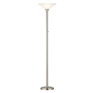 Artiva USA Classic Coordinates, 150W 71-Inch LED Torchiere Floor Lamp with Hammered Glass Shades, Brushed Steel Finish, Dimmable