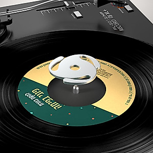 Facmogu 45 RPM Record Adapter, 7 Inch Vinyl Record Solid Aluminum Adapter, 45 Adapter for Vinyl Record Players Turntables, 45 RPM Vinyl Conversion Sheet, 45 Record Spindle Adaptor Inserts - Silver