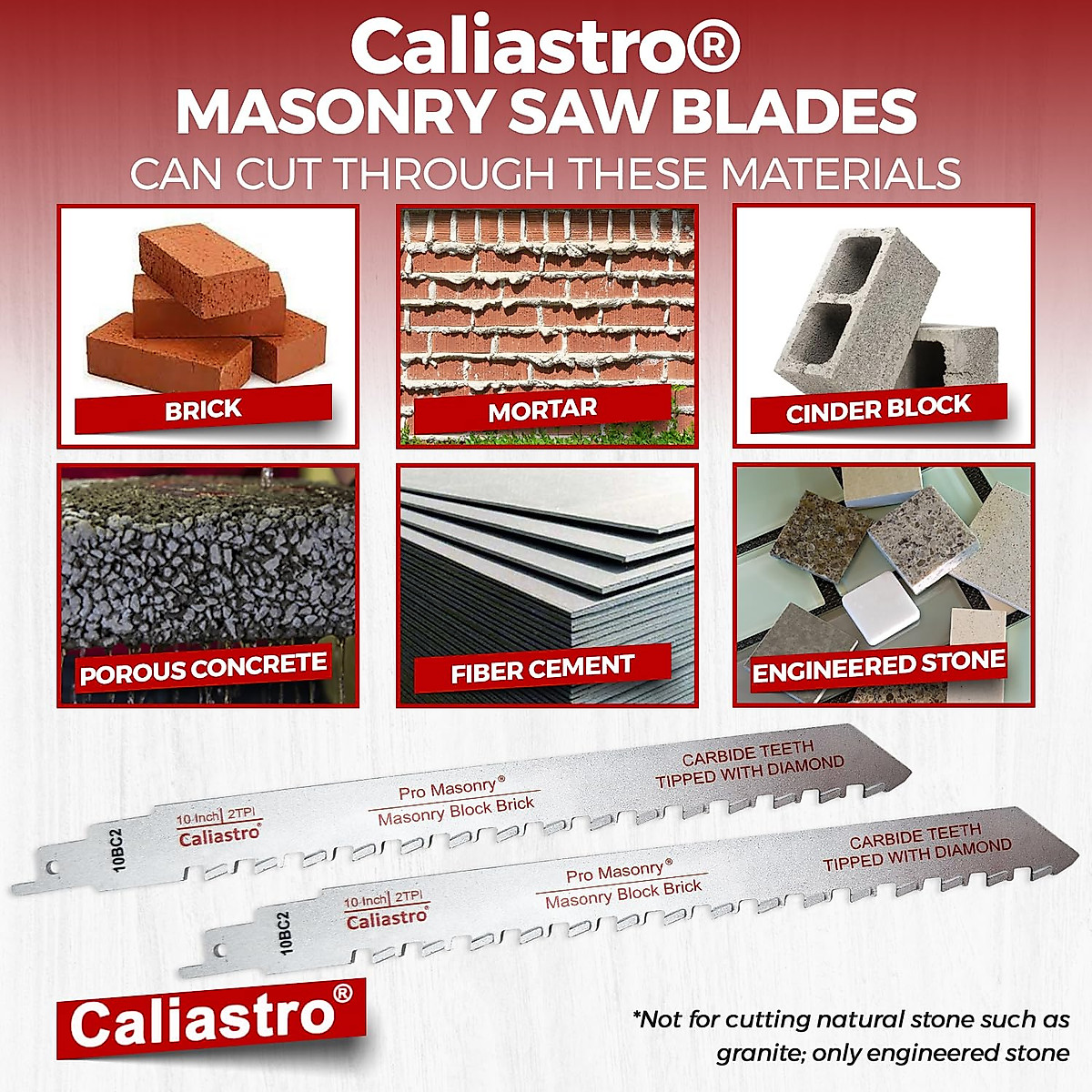 9-Inch Brick, Masonry, Porous Concrete, Engineered Stone Saw Blade for Reciprocating/Sawzall Saws - 2-Pack - Caliastro