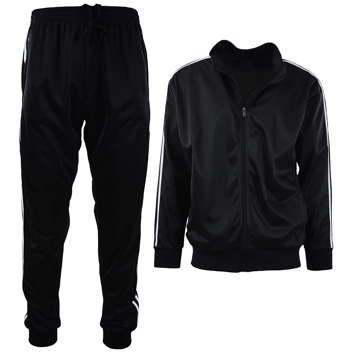 ChoiceApparel Mens Athletic 2 Piece Tracksuit Set (3XL, 888-Black)