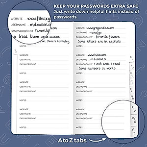 Clever Fox Password Book 2nd Edition – Hardcover Password Keeper with Alphabetical Tabs – Internet Address Notebook & Login Details Organizer Journal – 4.1x7.6” (Smoke Blue)