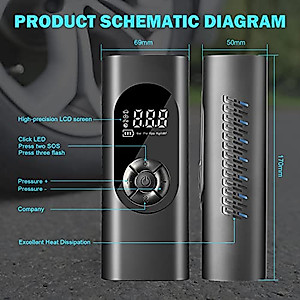 DNA MOTORING TOOLS-00270 150 PSI Wireless Portable Air Pump Tire Inflator for Inflating Car, Truck & Motorcycle Tires, Balls