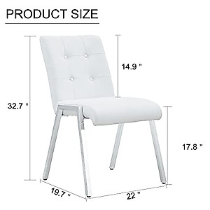 Dining Chairs Set of 4 for Kitchen Dining Room,Modern Kitchen Chairs,Armless High Back Dining Chair and Plating Metal Legs Leather Chair Applicable to Dining Room,Living Room and Office (White)