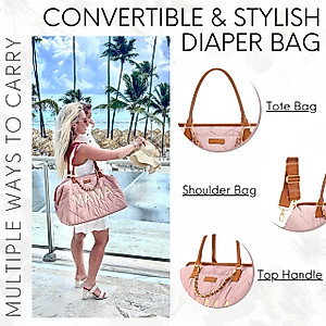 Baybou Mommy Bag for Hospital Baby Diaper Bag Tote Large Baby Diaper Travel Hospital Bag for Labor and Delivery Essentials Mama Baby Diaper Bag with Changing Pad Organizing Pouches (Blush Pink 3PC)