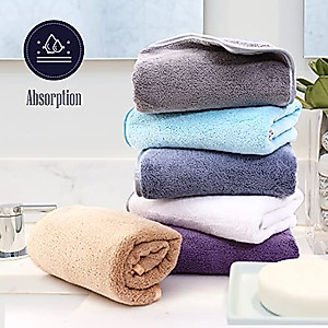 BAMBOO QUEEN Luxury Silk Hemming Hand Towels Sets of 6 - Light Thin Quick Drying - Ultra Soft Microfiber Highly Absorbent Towel for Hotel, Bathroom, Shower, Spa, Hand Towel 16 x 28 inches - Multicolor