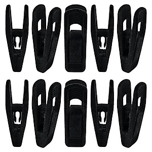 Generic WANGSHIQI Velvet Hangers Clips,10 Pack Black Pants Velvet Clips, Strong Finger Clips Perfect for Slim-line Clothes Velvet Hangers (10, Black), ZRYJ-01