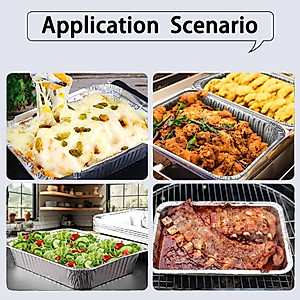 JIUMO Aluminum Pans with Lids 9''x 13'', Disposable Tin Foil Pans,Extra Heavy Duty Foil Baking Pans,Half-Size Deep Steam Table Pans, for Catering Party Meal Prep,Take Out, Freeze (10 Packs)