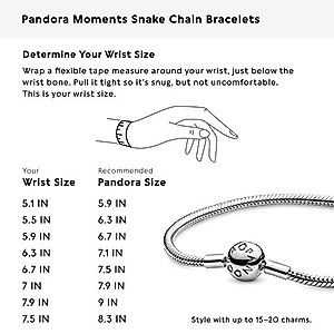 PANDORA Jewelry Smooth Moments Snake Chain Charm Sterling Silver Bracelet, 8.3"
