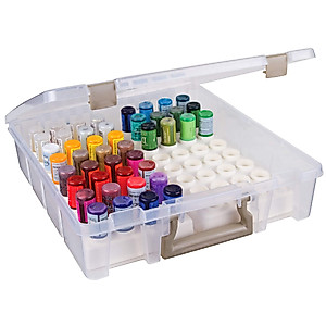 ArtBin 6959AB Bottle Storage Super Satchel, Portable Carrying Case - Organizes up to 32 individual 0.5oz Bottles, Clear