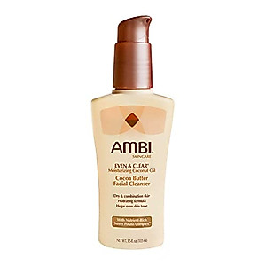 Ambi Even & Clear Cocoa Butter Facial Cleanser With Nutrient-Rich Sweet Potato Complex | Hydrating Formula | Helps Even Skin Tone | 3.5 Ounce