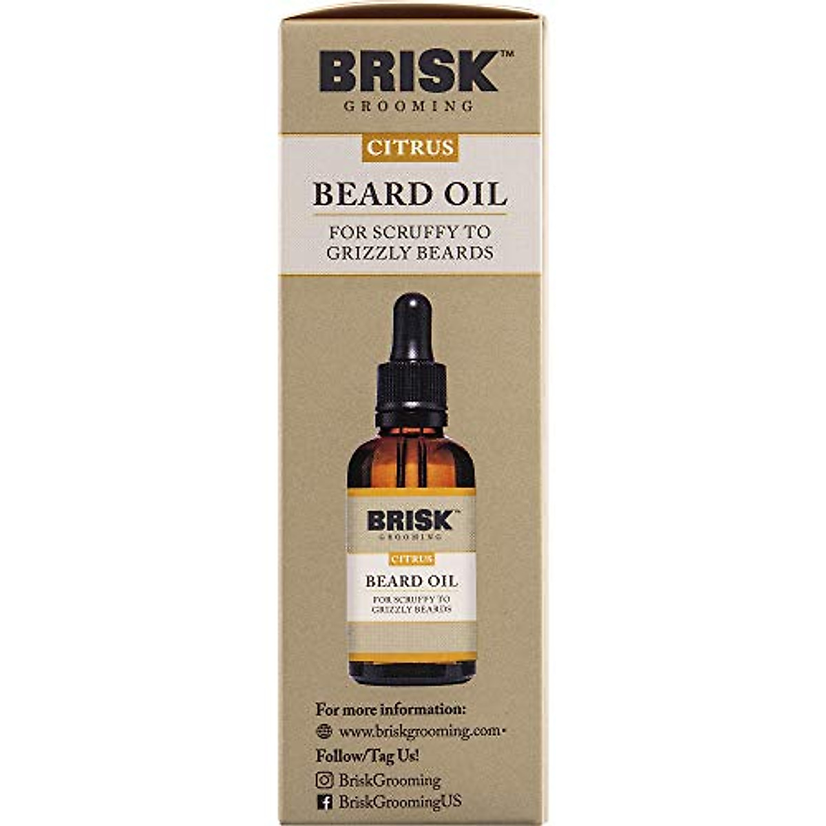Brisk Beard Grooming Oil Liquid, Citrus for Beard Hair, 1.7 Oz